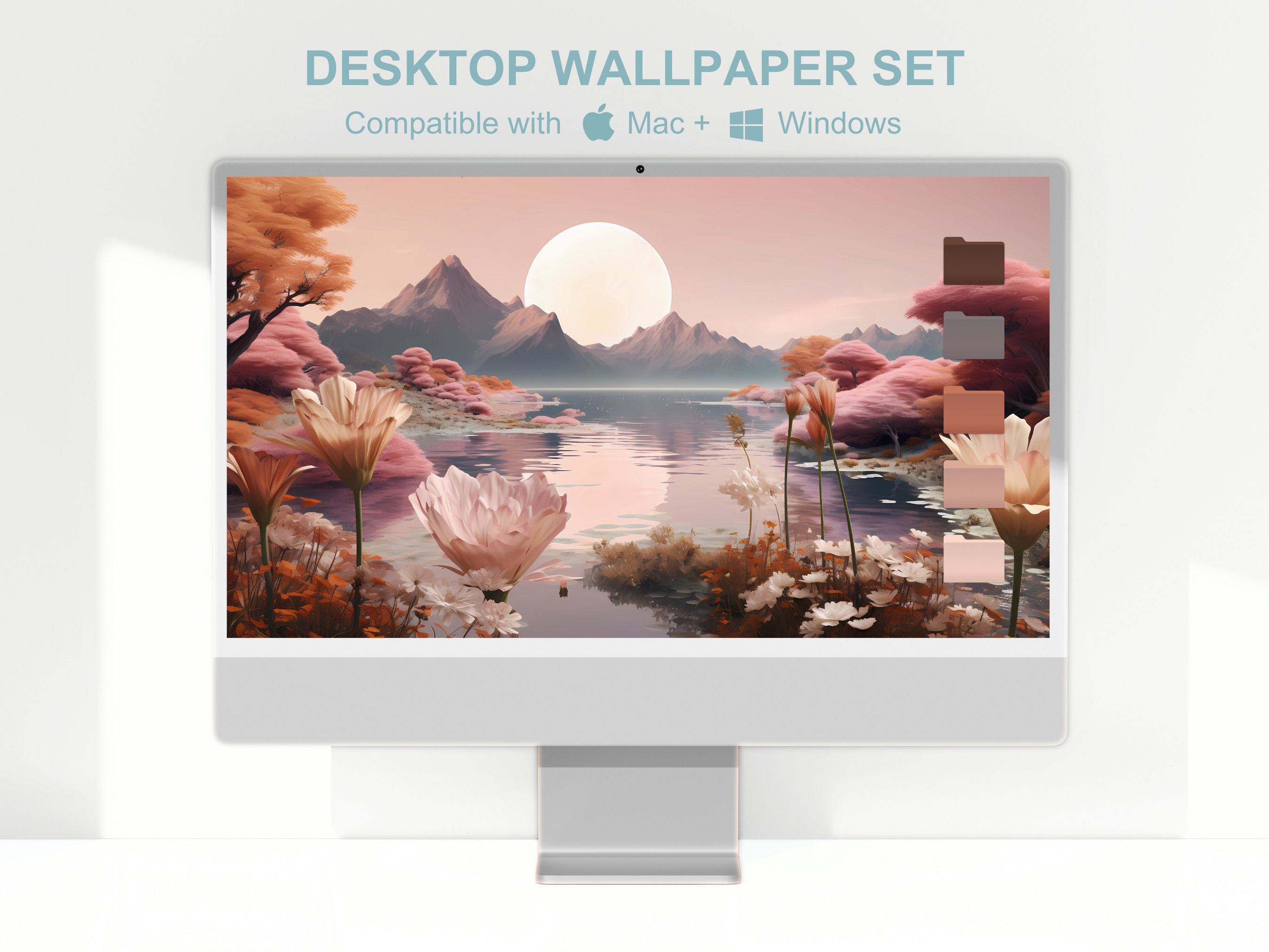 Desktop Wallpaper With Matching Folder Desktop Icons Aesthetic Laptop ...