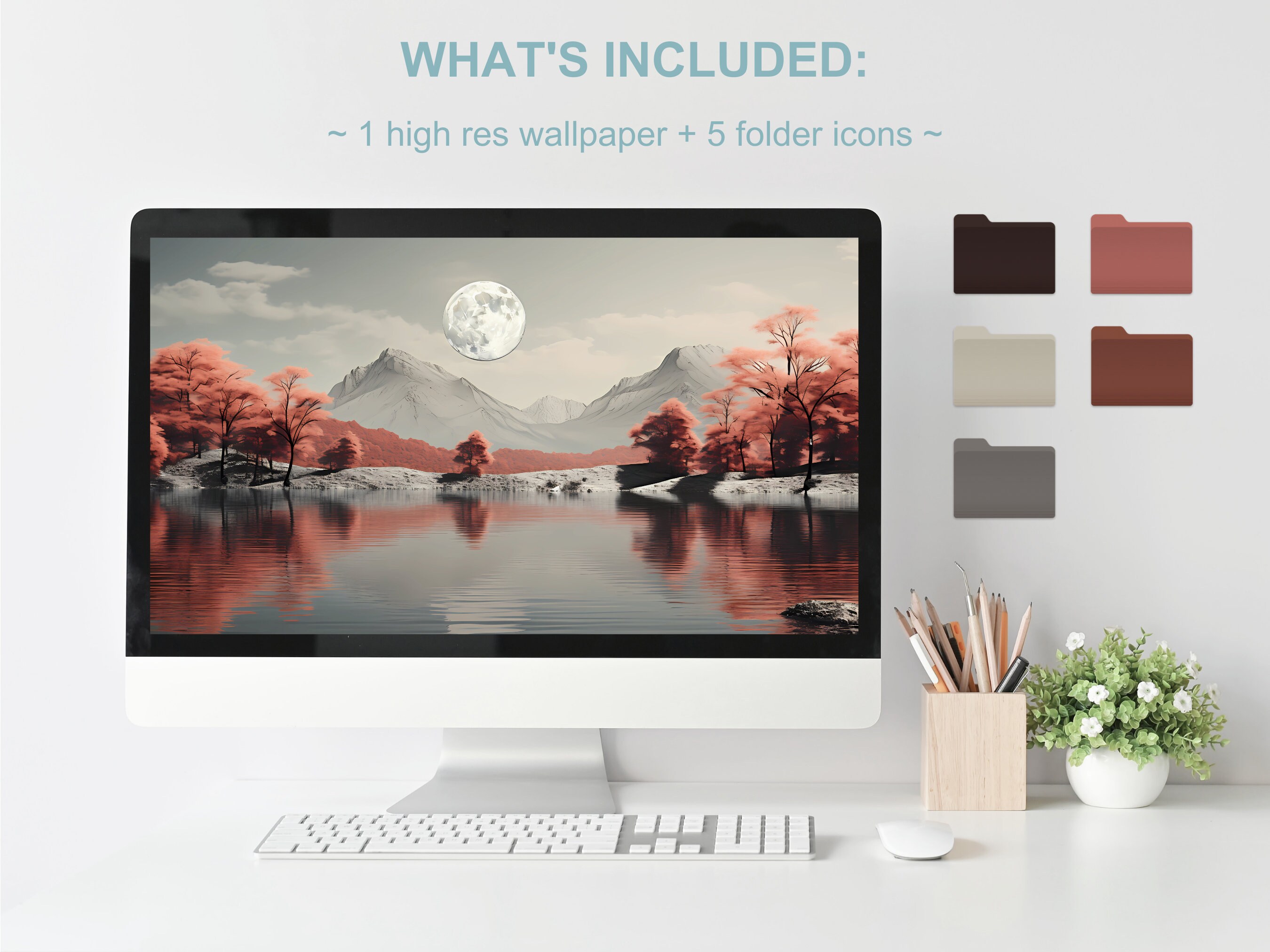 Desktop Wallpaper With Matching Folder Desktop Icons Aesthetic Laptop ...