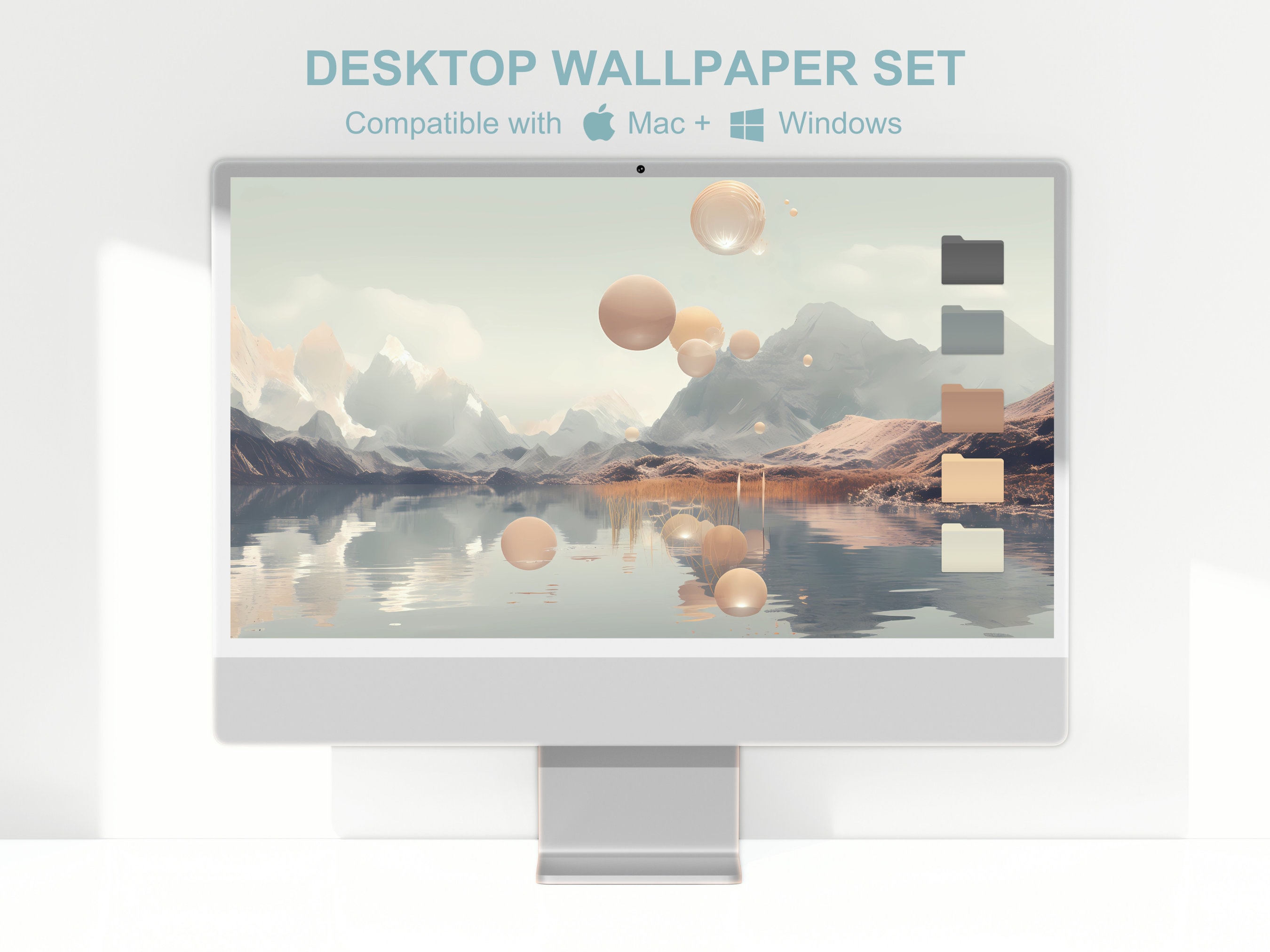 Desktop Wallpaper With Matching Folder Desktop Icons Aesthetic Laptop ...