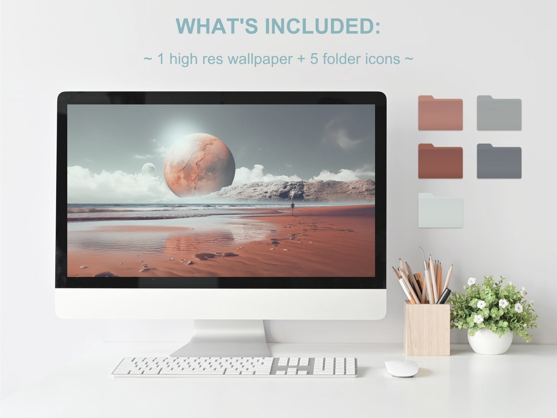 Desktop Wallpaper With Matching Folder Desktop Icons Aesthetic Laptop ...