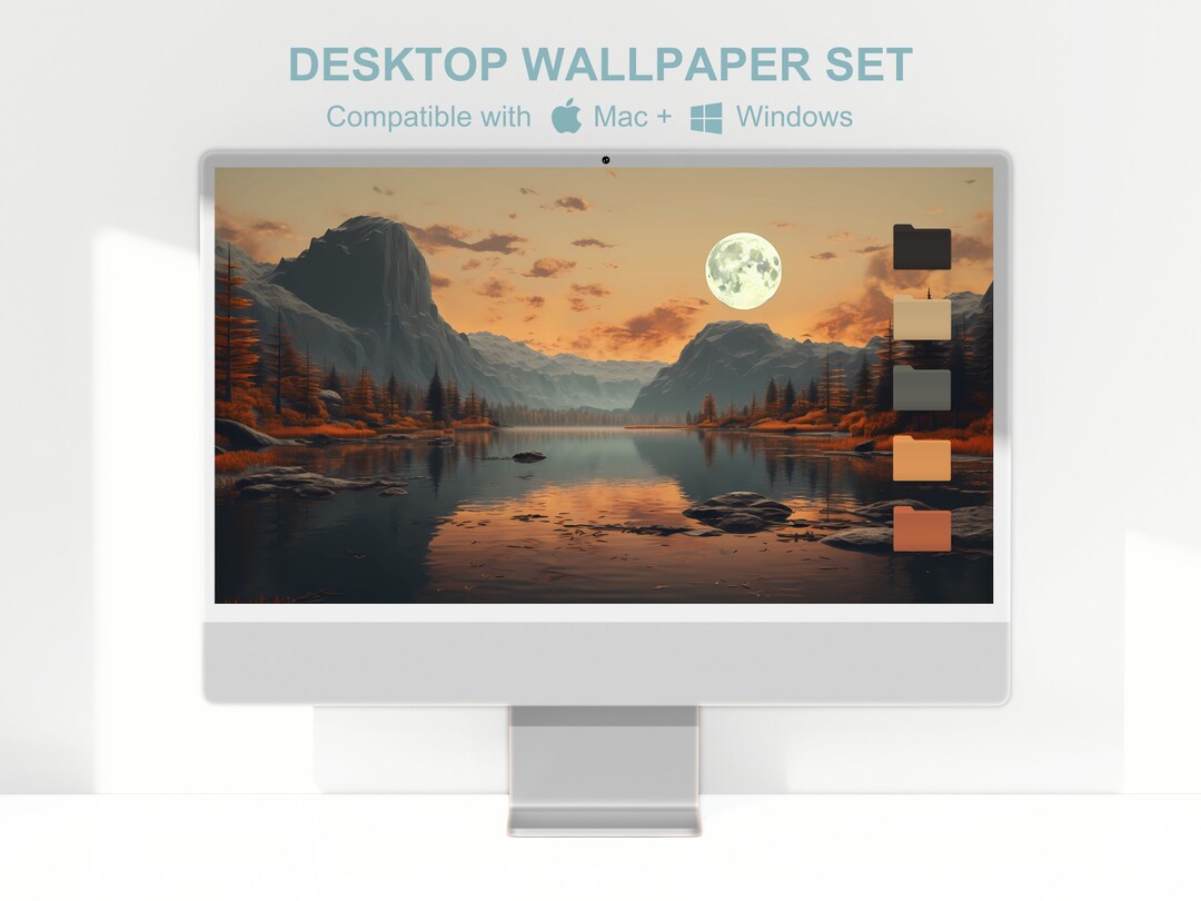 Desktop Wallpaper With Matching Folder Desktop Icons Aesthetic Laptop ...