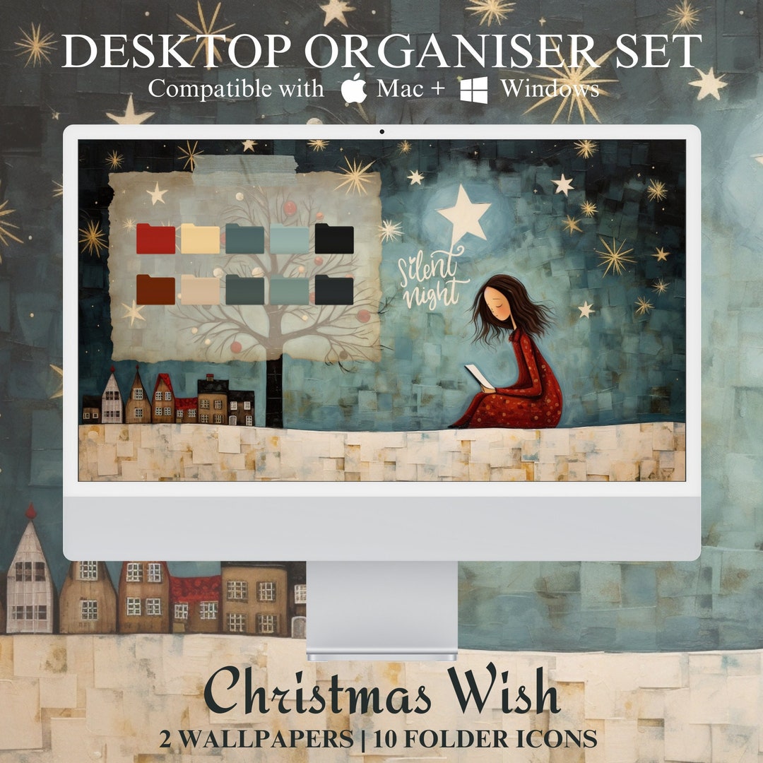 Christmas Desktop Wallpaper Organizer Set Folder Icons Christmas Decor ...