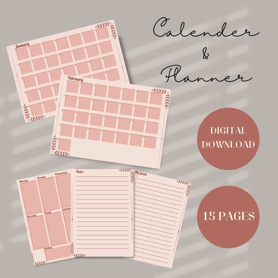 Digital Calender Printable Calender Digital Planner - Etsy