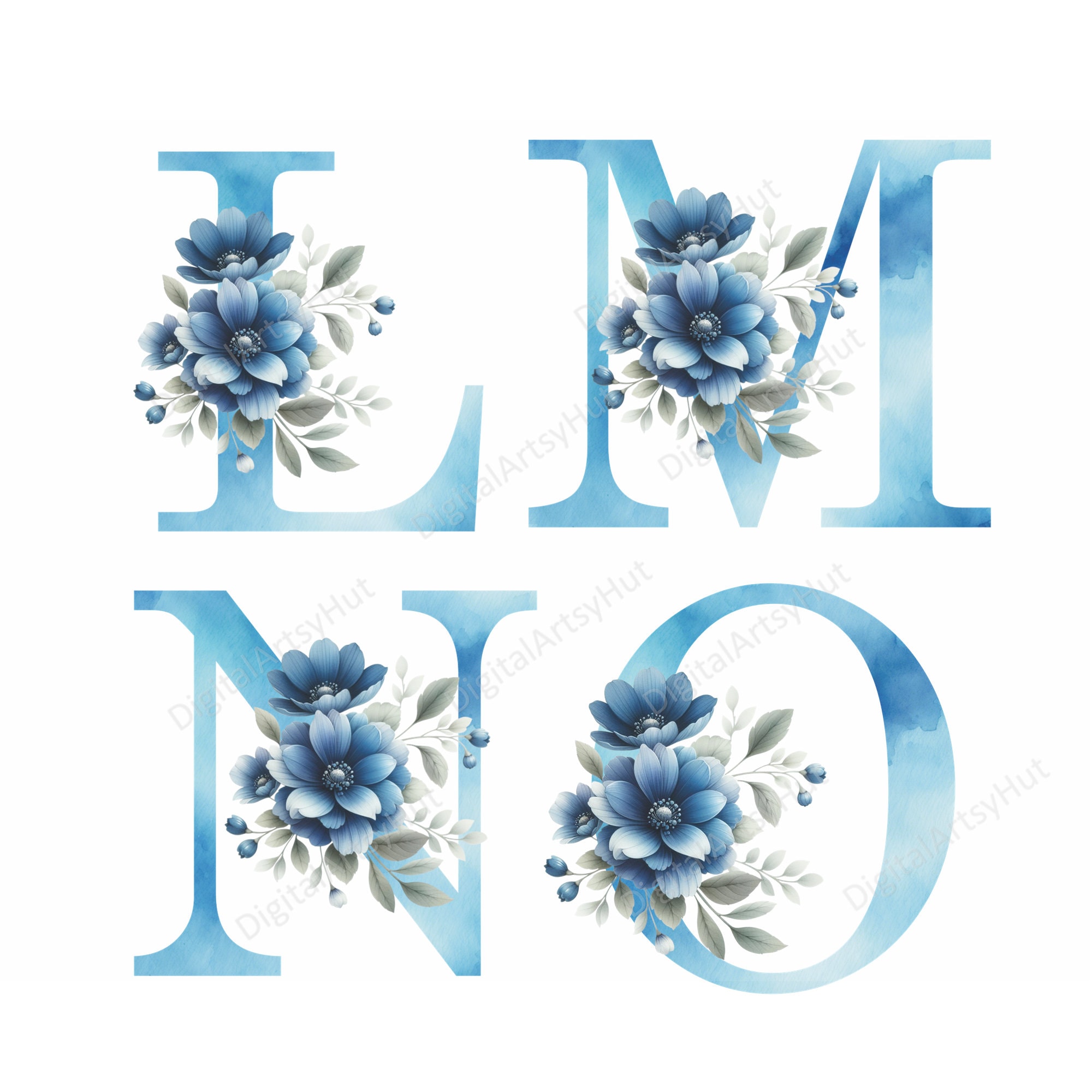 Watercolor Letter Alphabet Clipart Bundle Floral Letters Sublimation ...