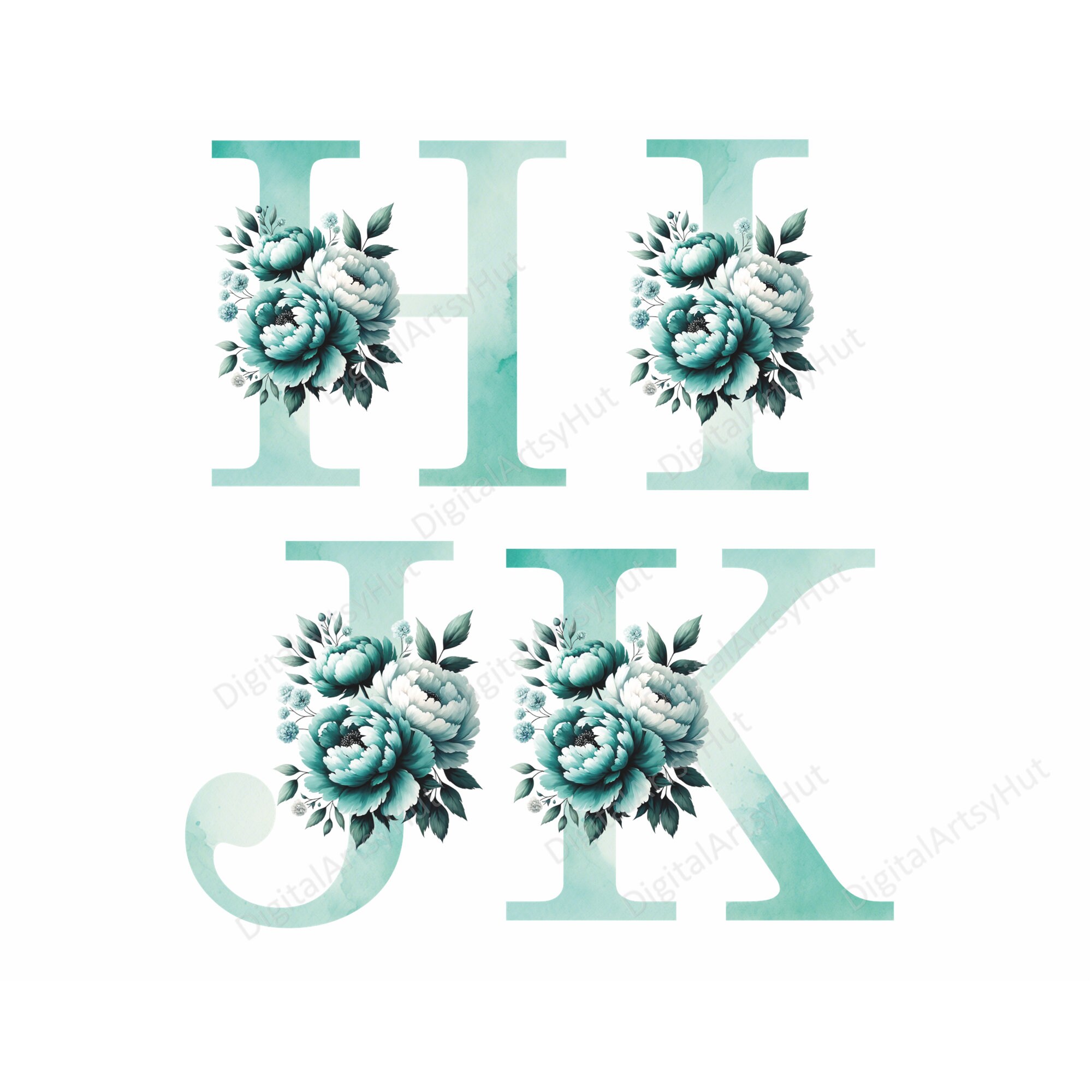 Watercolor Alphabet Letters Bundle Floral Letters Sublimation Letters ...