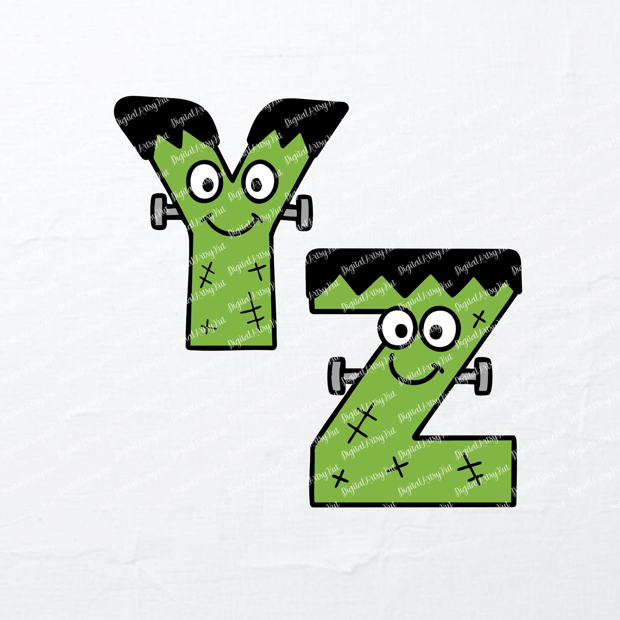 Frankenstein Alphabet PNG: Halloween Monster Letters (instant Download ...