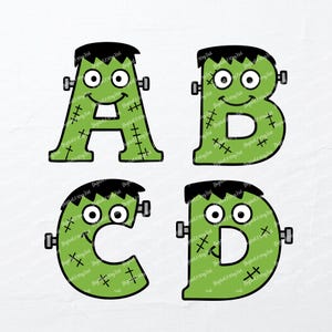 Frankenstein Alphabet PNG: Halloween Monster Letters (instant Download ...