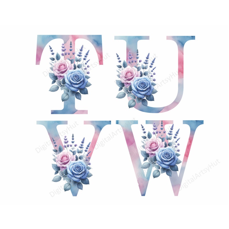 Watercolor Alphabet PNG Bundle Floral Letters Decorative Letters ...