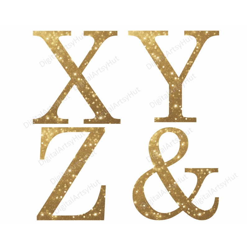 Golden Glitter Alphabets Numbers PNG. Gold Clipart Letters. Sublimation ...