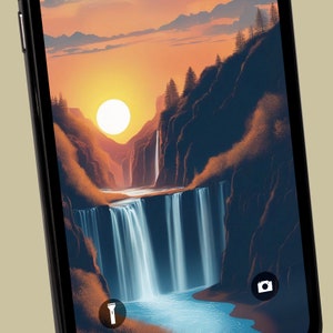 Waterfall Landscape Phone Wallpaper: Serene Mobile Background (digital ...