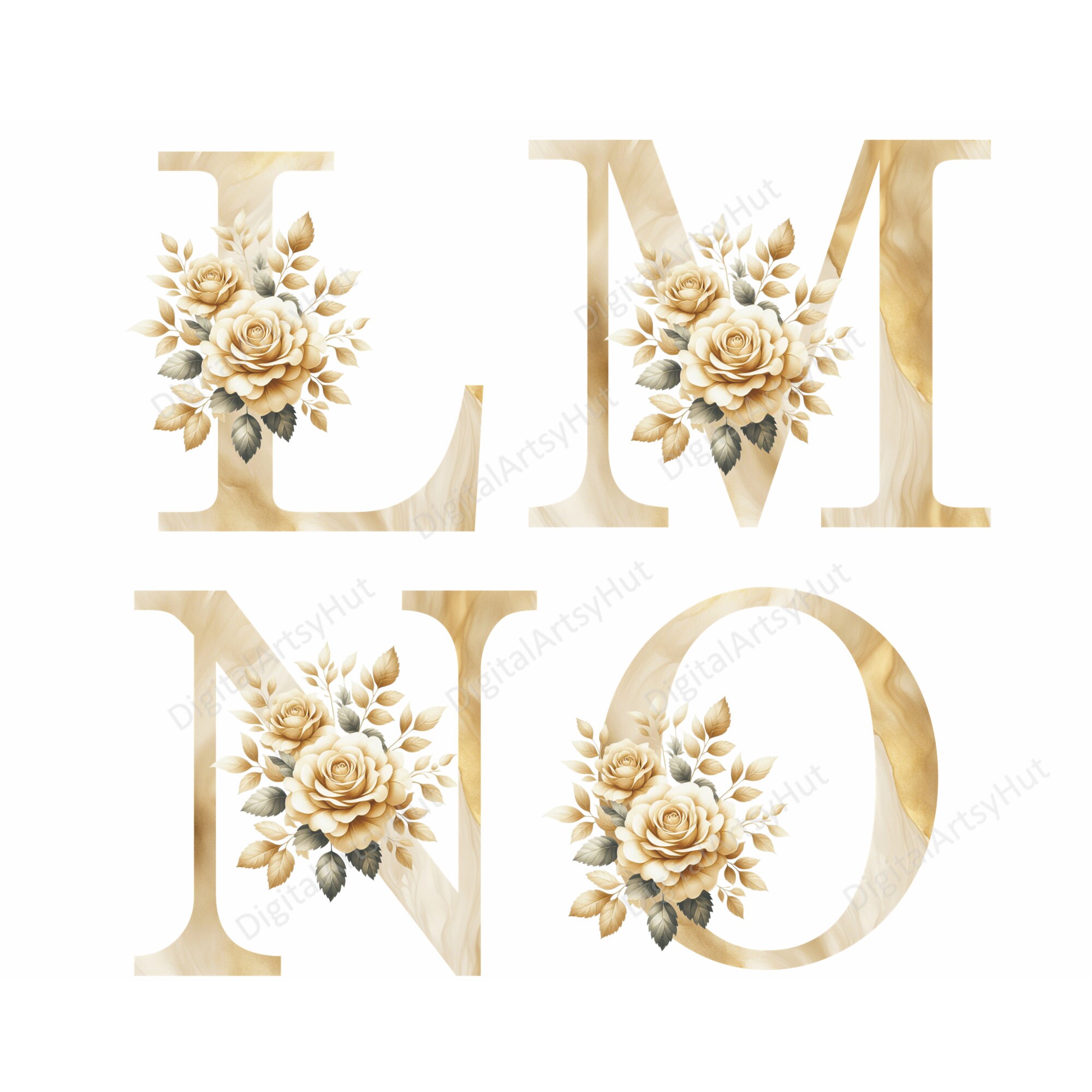 Watercolor Alphabet Letters Bundle Floral Letters Sublimation Letters ...