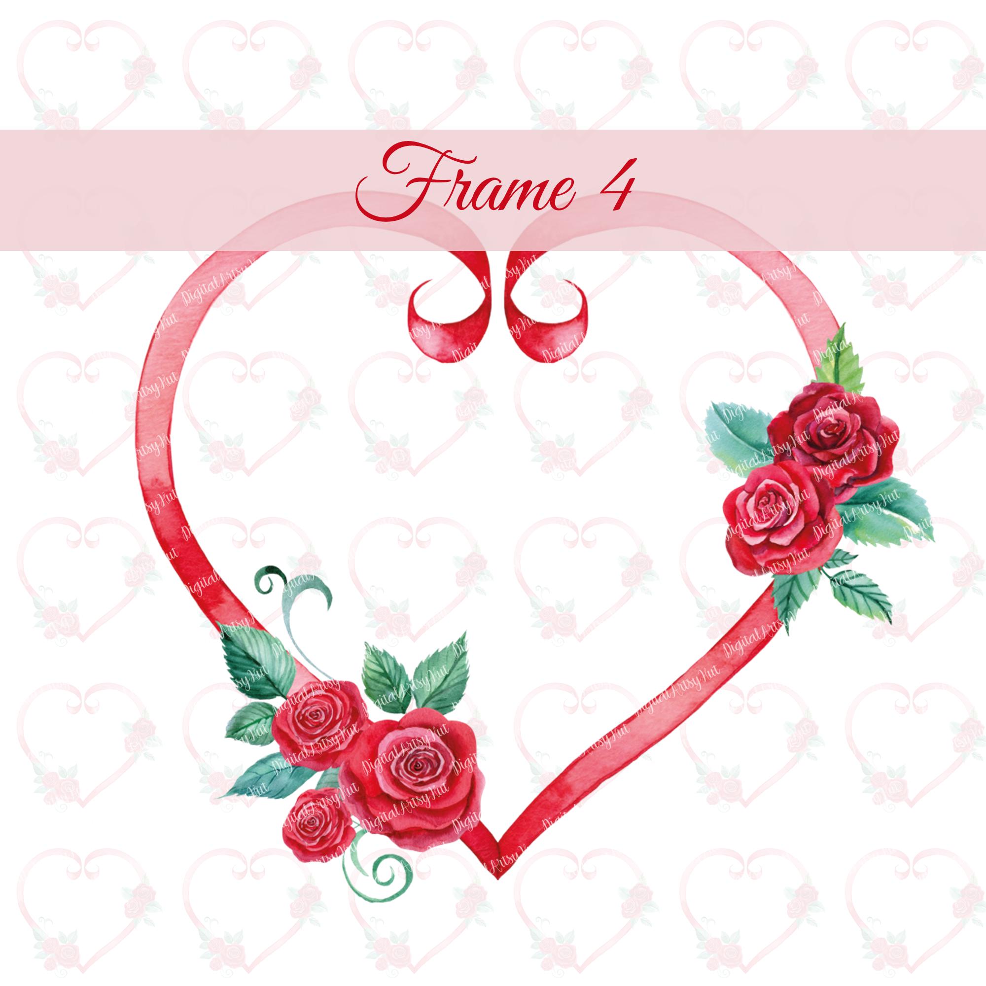 Floral Heart Clipart Flower Frame Border PNG - Valentine Heart Frames ...