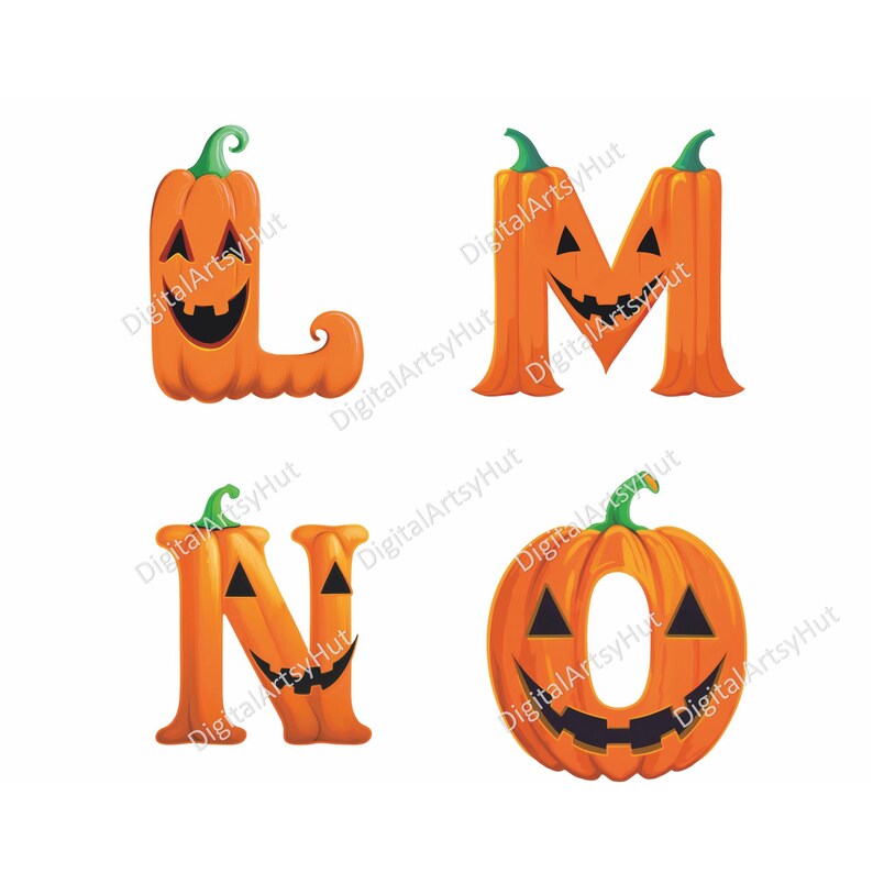 Jack-o'-lantern Alphabet PNG: Carved Halloween Letters (digital ...