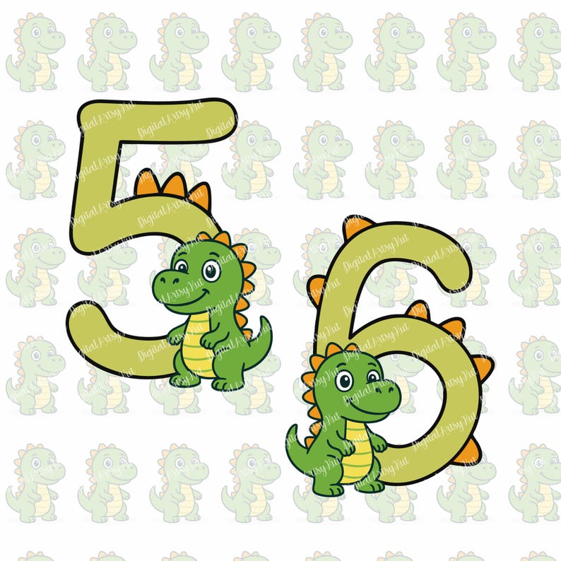Dinosaur Birthday Numbers: Chibi Dino Clipart (PNG Digital Download) - Etsy