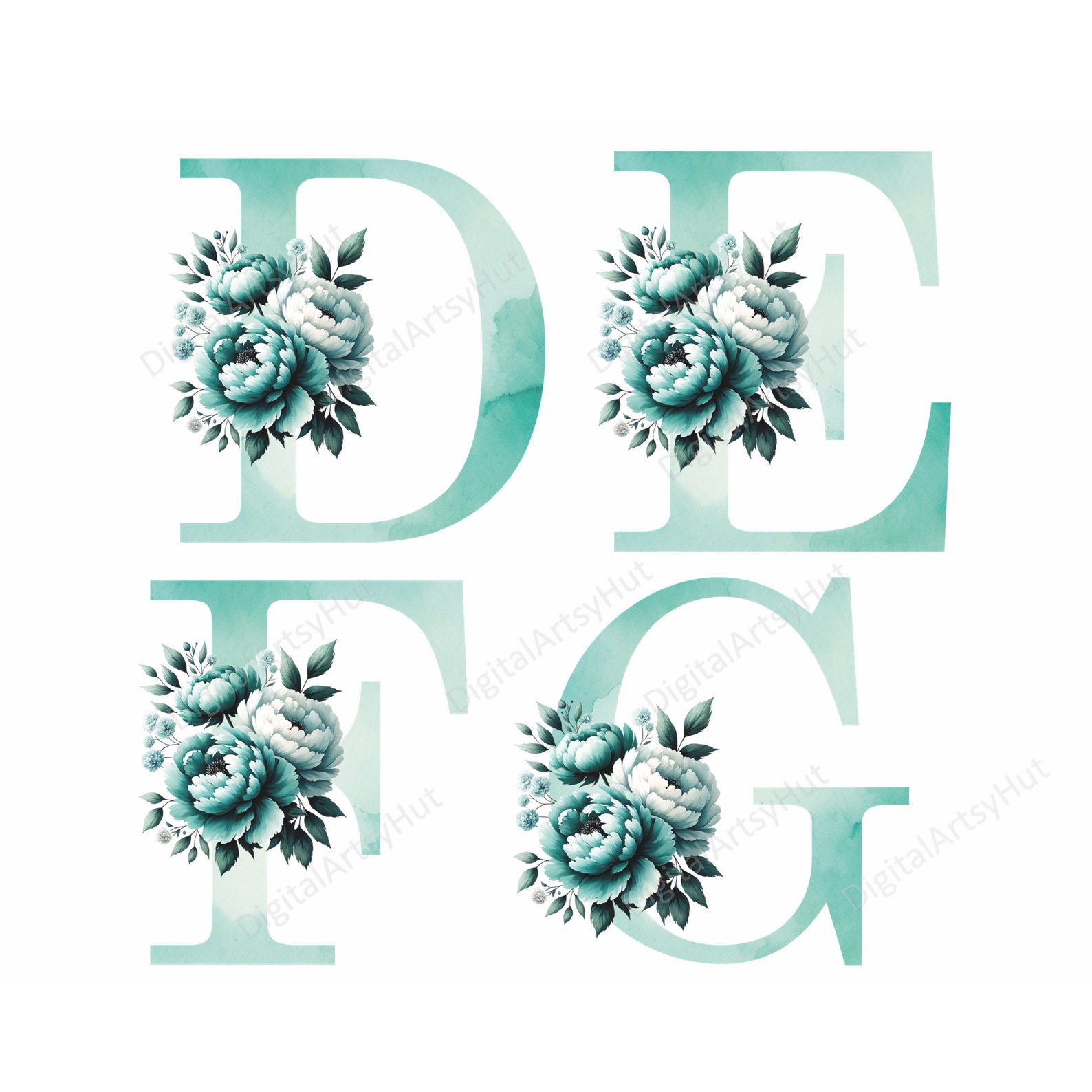 Watercolor Alphabet Letters Bundle Floral Letters Sublimation Letters ...