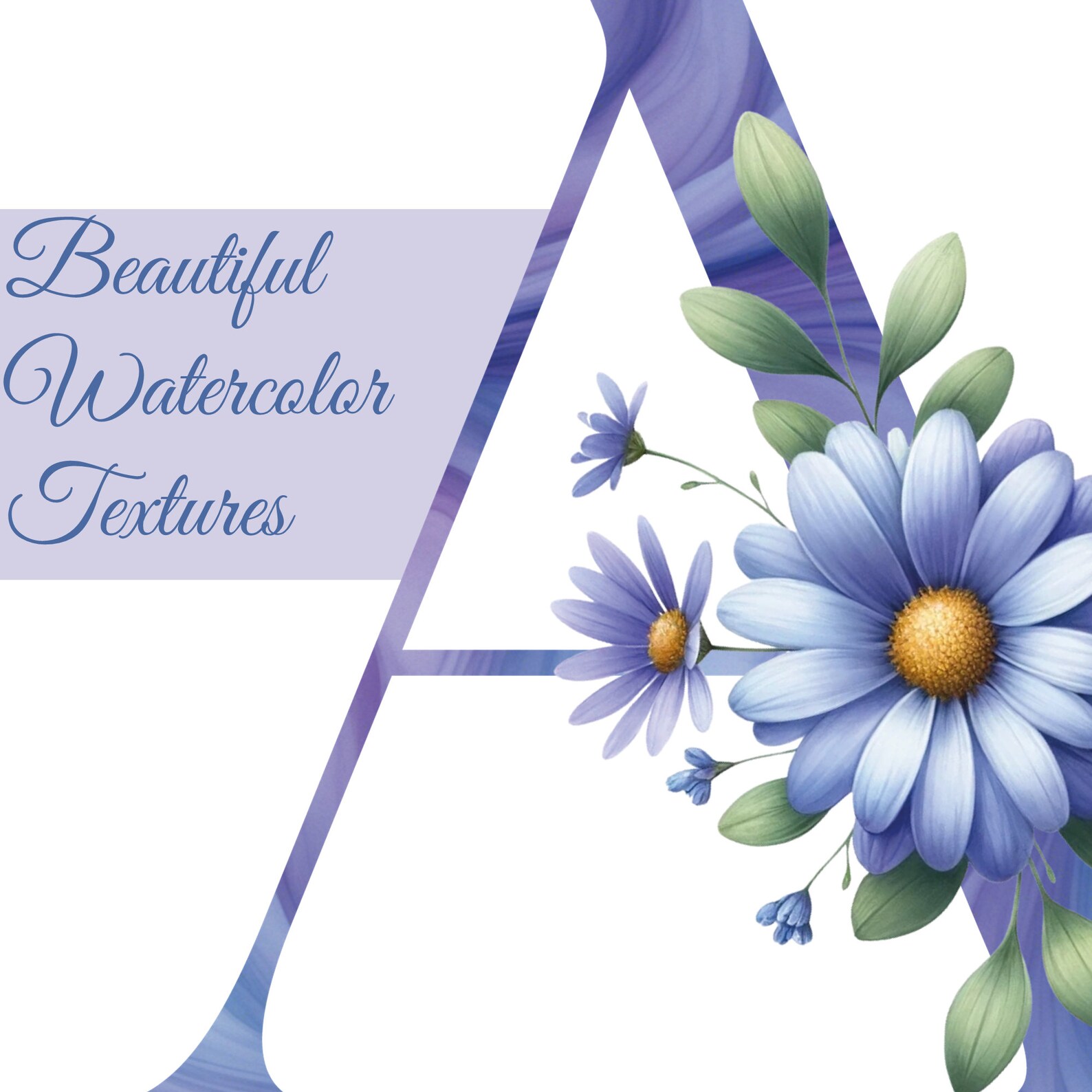 Watercolor Alphabet PNG Bundle Floral Letters Decorative Letters ...