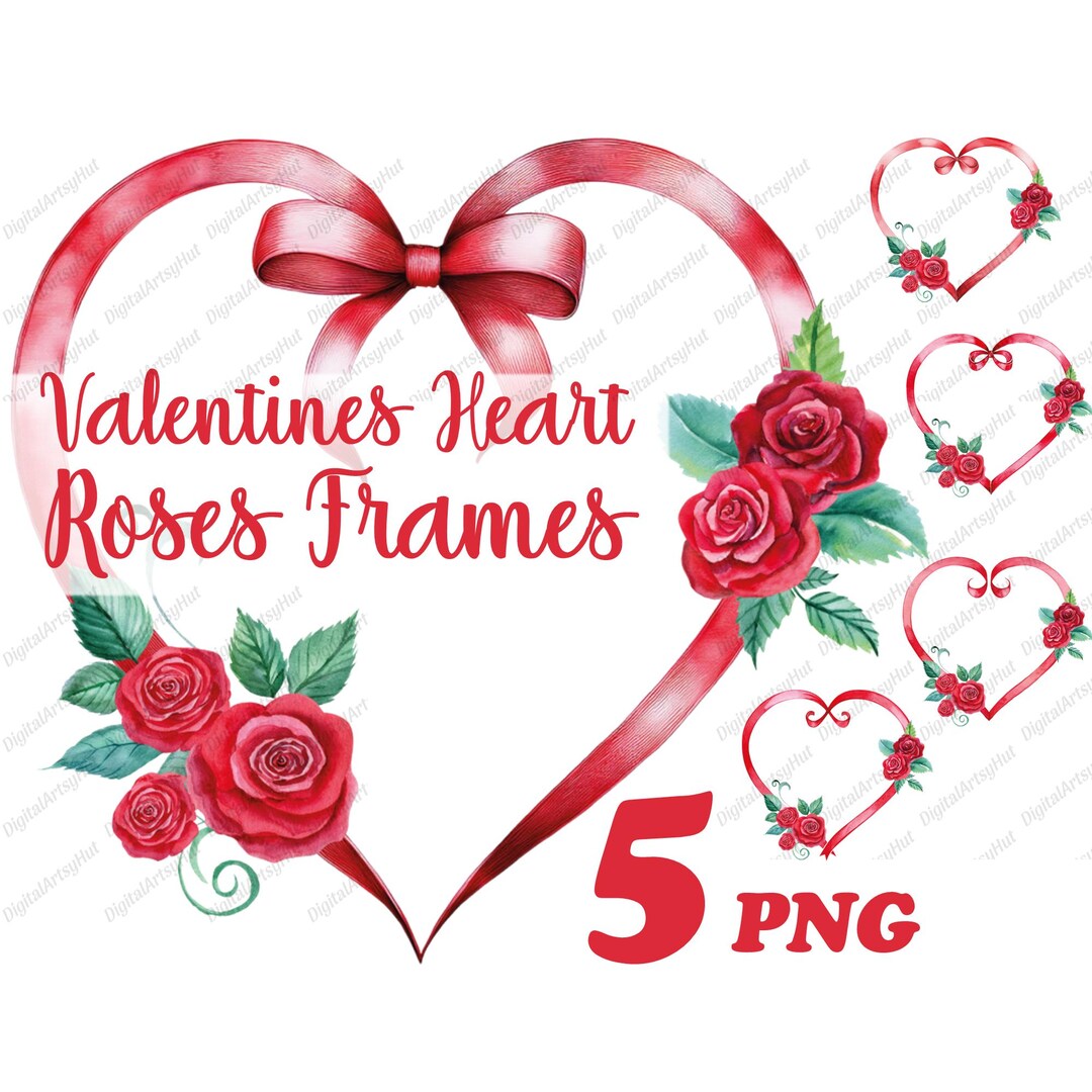 Floral Heart Clipart Flower Frame Border PNG - Valentine Heart Frames ...