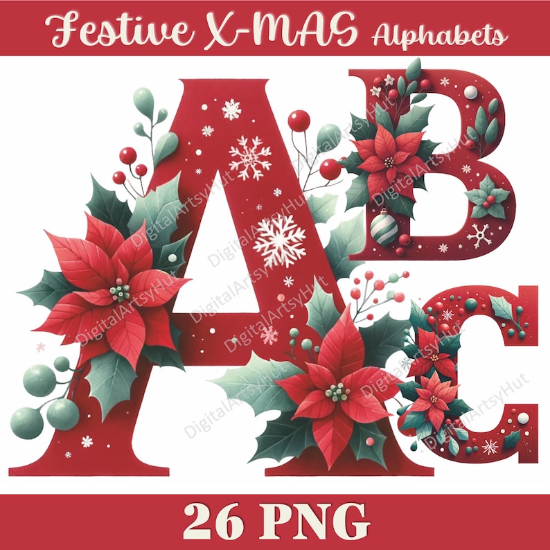 Christmas Alphabet Bundle Floral Letters Decorative Letters. Floral ...