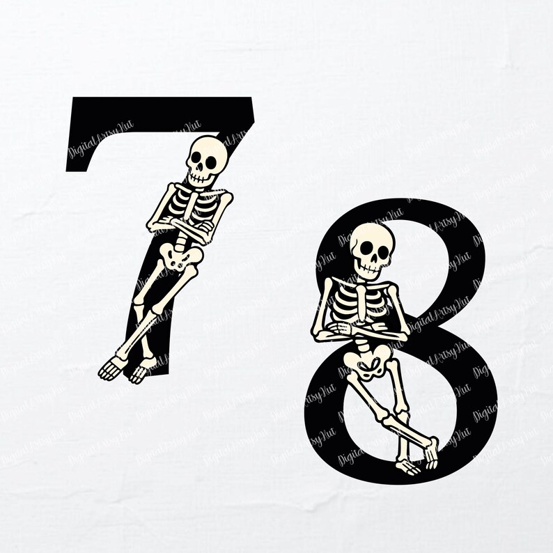 Skeleton Numbers Clipart PNG – Halloween Spooky Numbers for Party ...