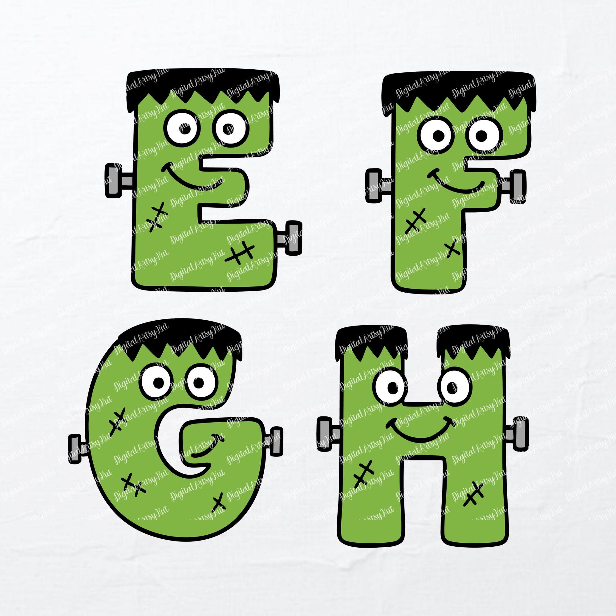 Frankenstein Alphabet PNG: Halloween Monster Letters (instant Download ...