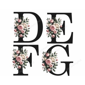 Floral Letter Alphabet Clipart Bundle With Pink Watercolor Roses ...