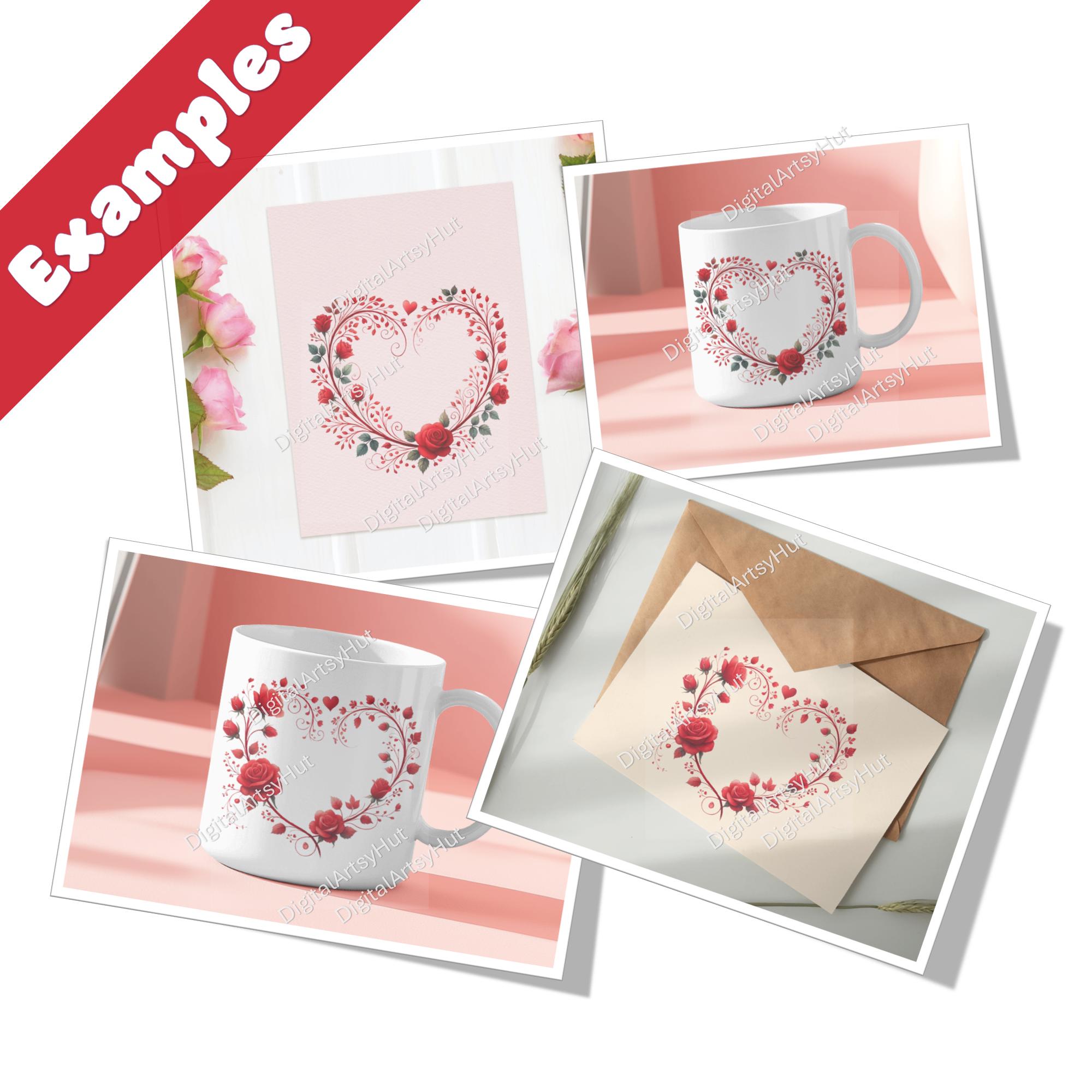 Floral Heart Clipart Flower Frame Border PNG - Valentine Heart Frames ...