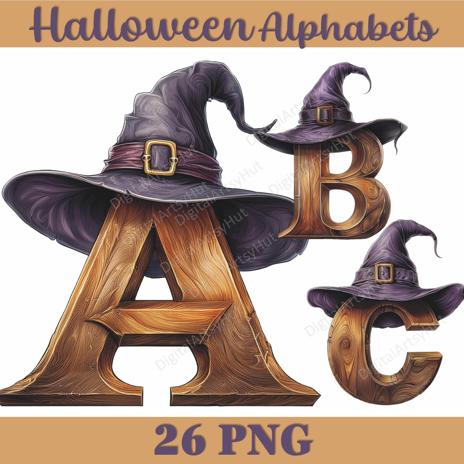 Spooky Season Alphabets Bundle. Halloween Clipart Uppercase Letters ...