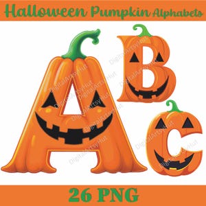 Jack-o'-lantern Alphabet PNG: Carved Halloween Letters (digital ...