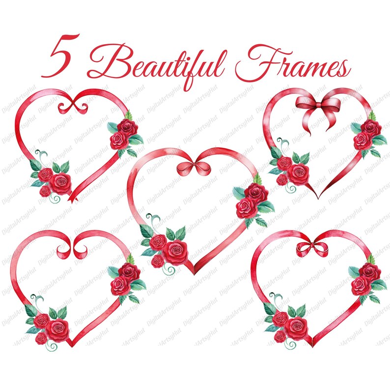 Floral Heart Clipart Flower Frame Border PNG - Valentine Heart Frames ...