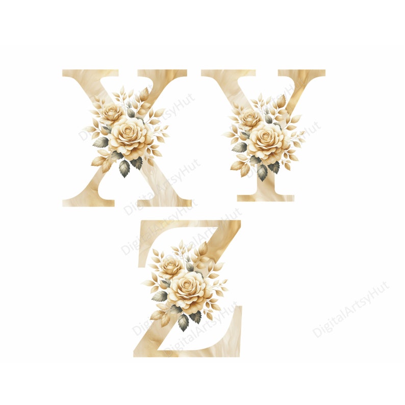 Watercolor Alphabet Letters Bundle Floral Letters Sublimation Letters ...