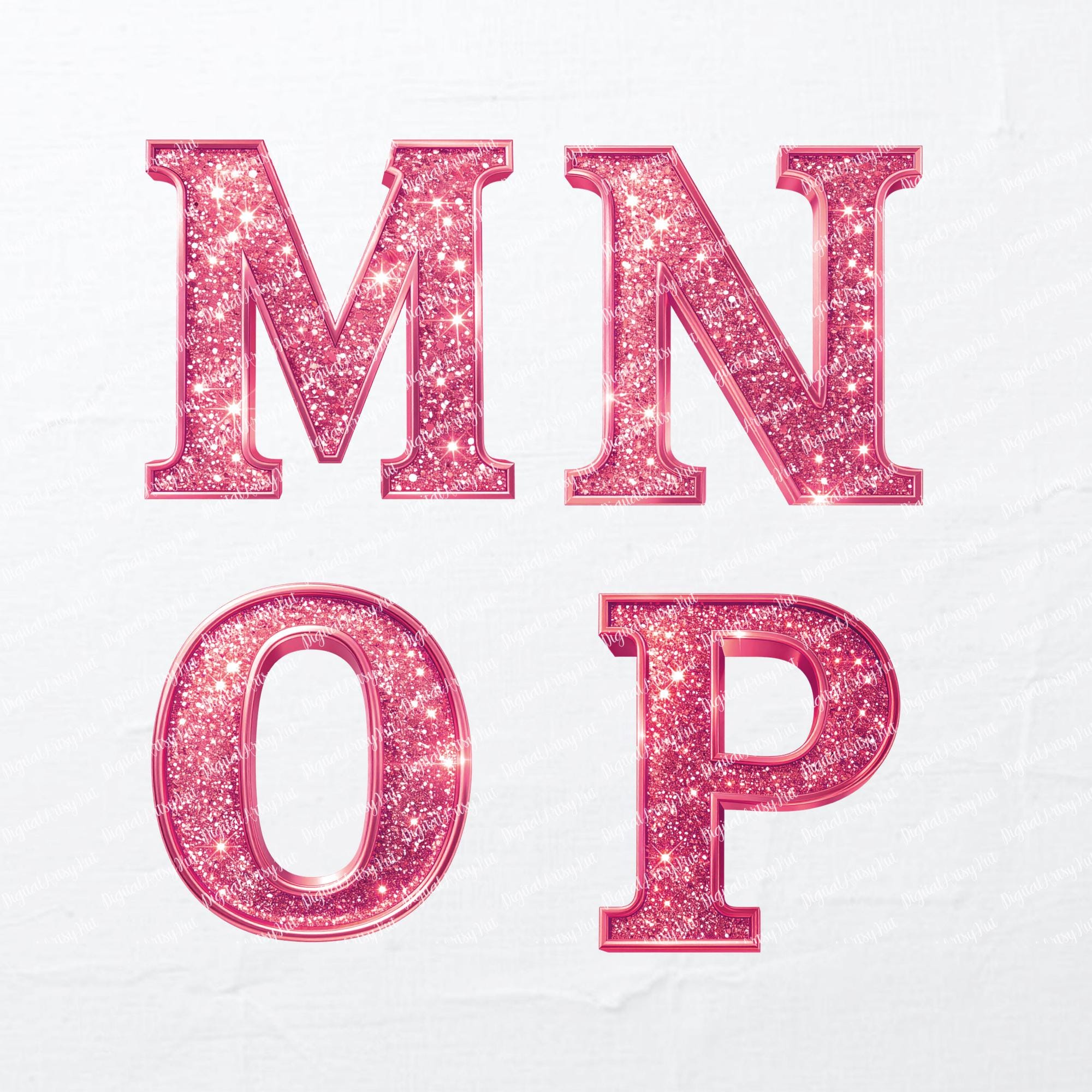 Pink Glitter Alphabet Clipart: PNG Letters for Sublimation (digital ...
