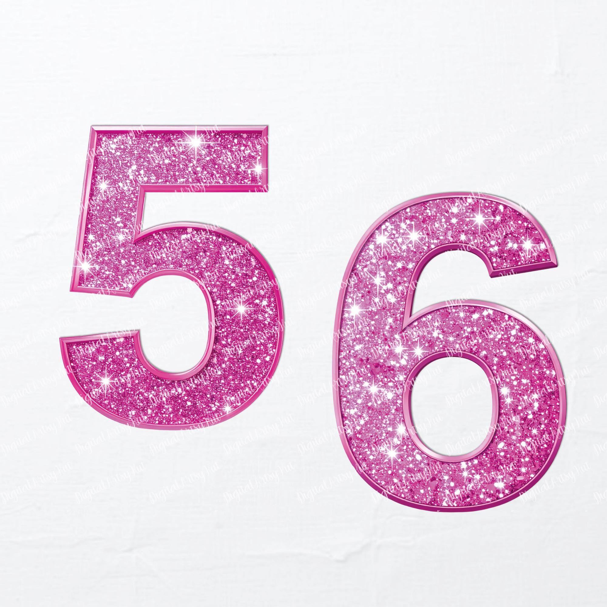 Pink Glitter Numbers Clipart PNG. Printable Numbers Sublimation ...