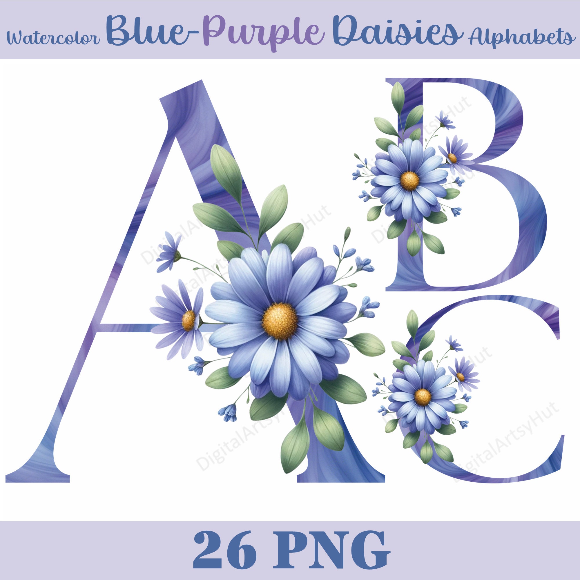 Watercolor Alphabet PNG Bundle Floral Letters Decorative Letters ...