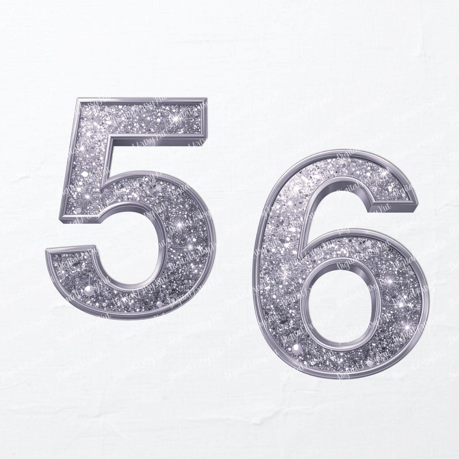 Silver Glitter Numbers Clipart: Printable Typography, Wedding DIY (PNG ...