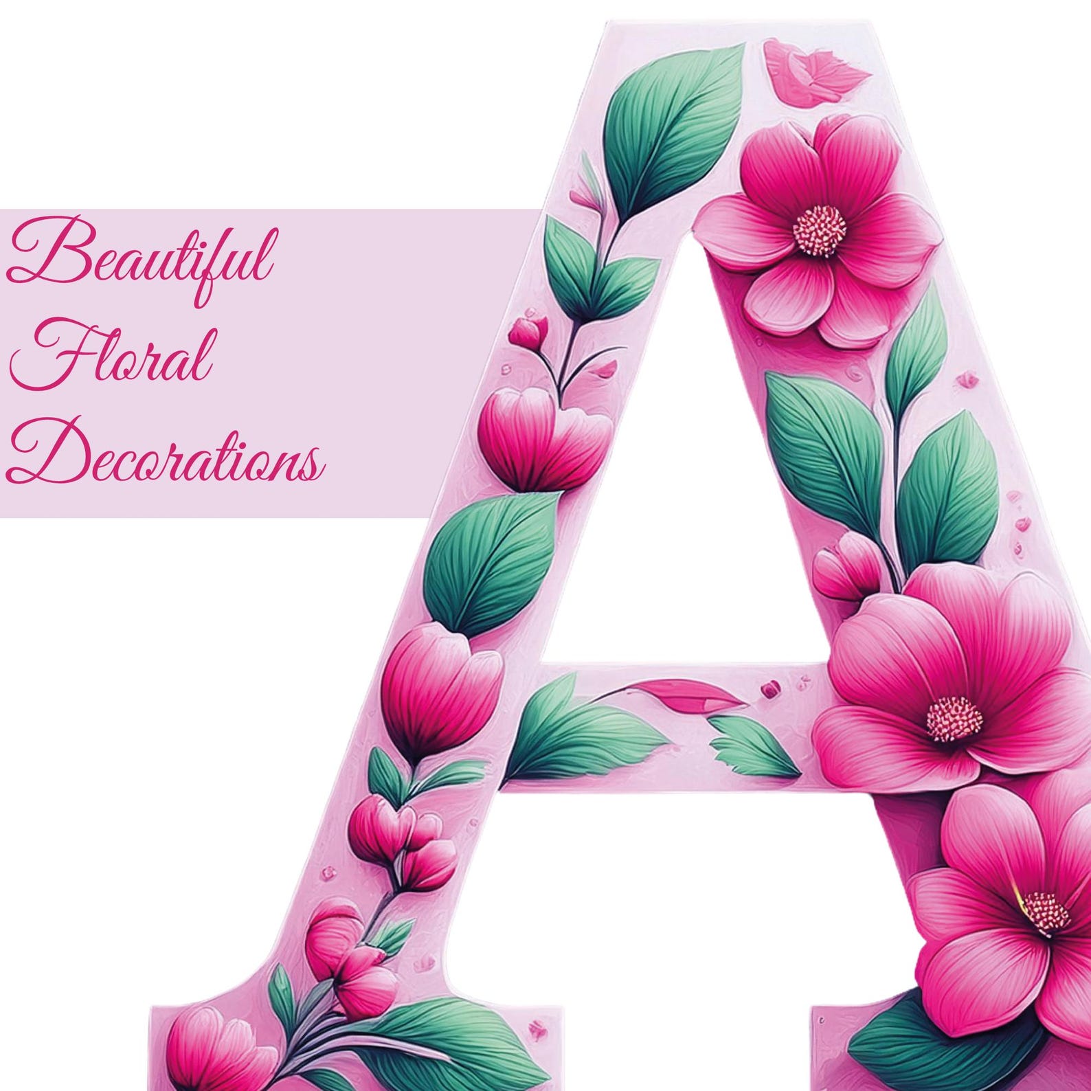 Floral Alphabet PNG Bundle. Watercolor Pink Floral Letters Decorative ...