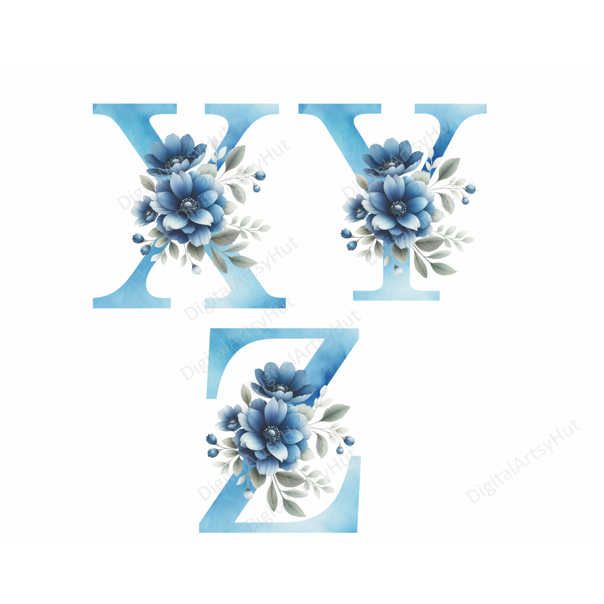 Watercolor Letter Alphabet Clipart Bundle Floral Letters Sublimation ...