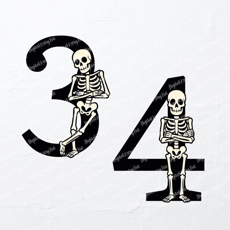 Skeleton Numbers Clipart PNG – Halloween Spooky Numbers for Party ...