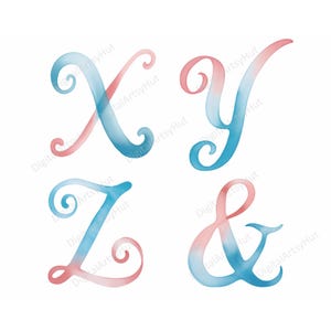 Watercolor Alphabets Clipart Letters & Numbers. Wedding Monograms ...