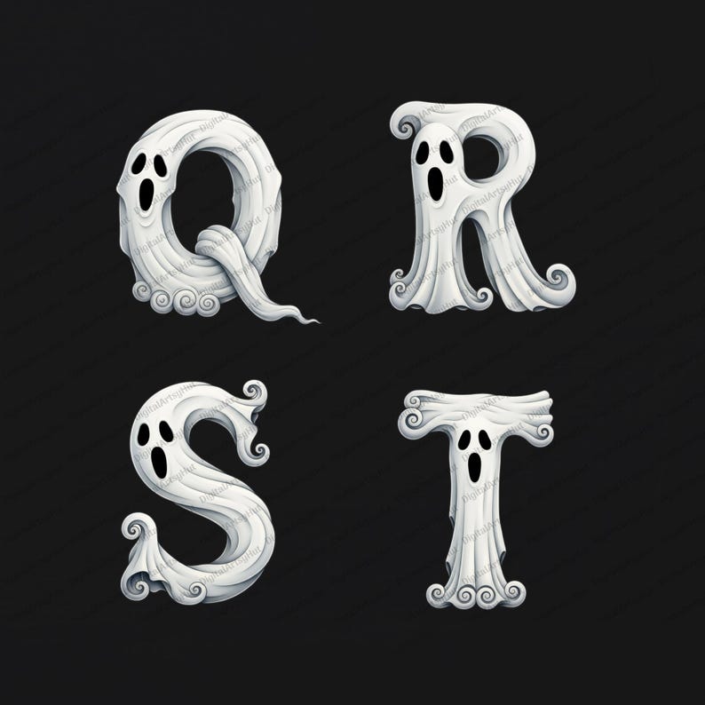 Halloween Ghost Banner Letters – A–Z PNG Alphabet for Party Banners ...