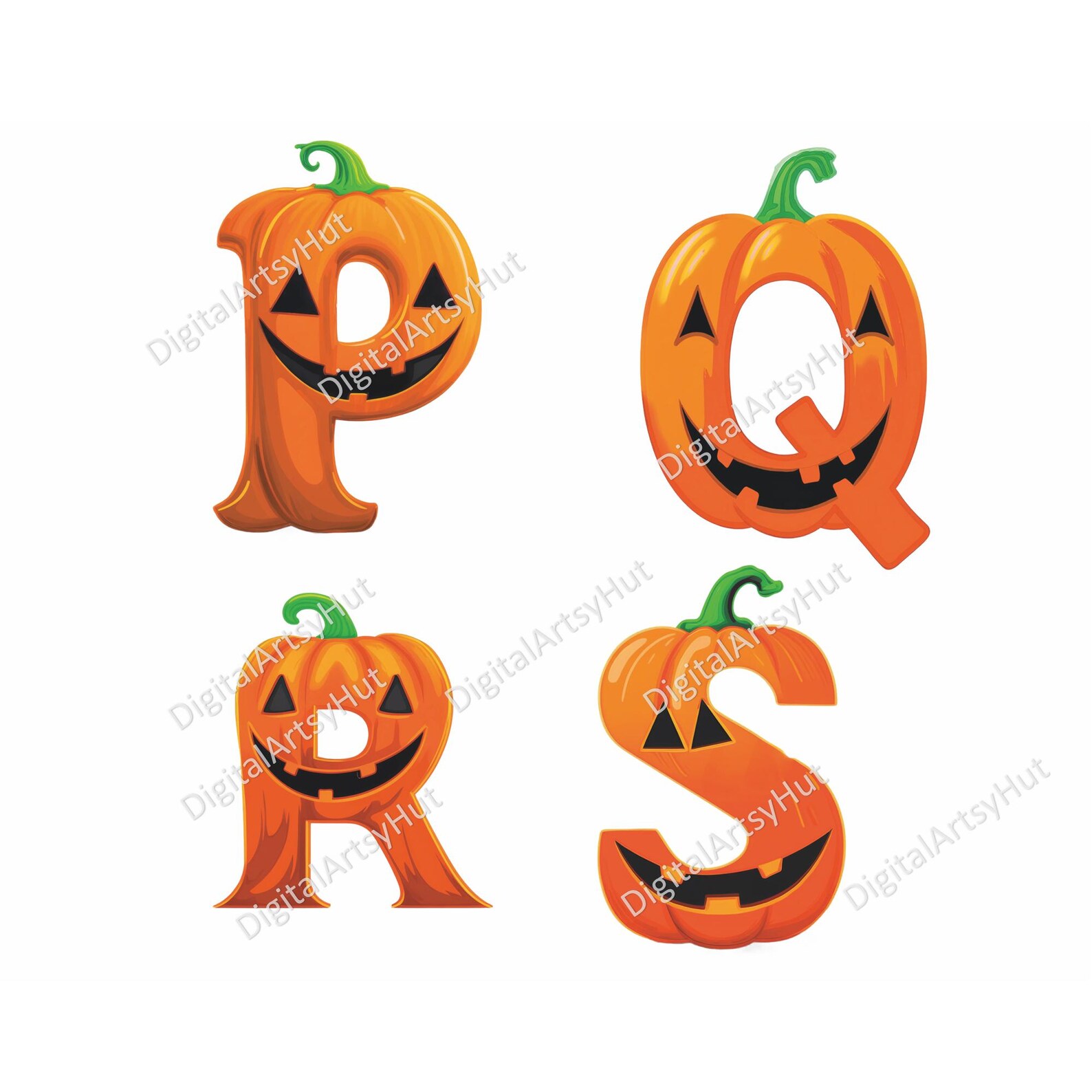 Jack-o'-lantern Alphabet PNG: Carved Halloween Letters (digital ...