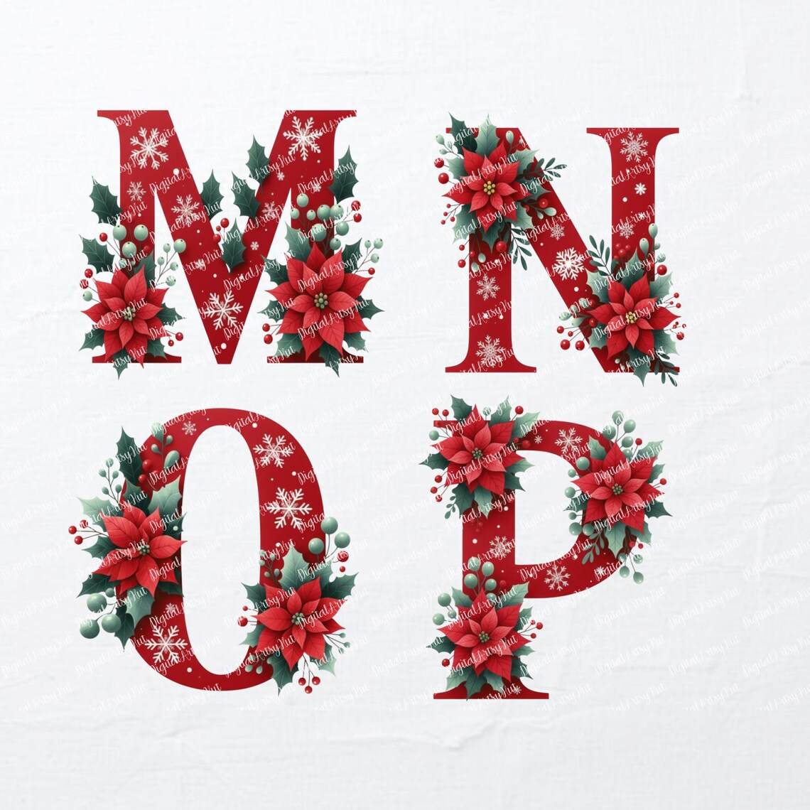 Christmas Alphabet Bundle Floral Letters Decorative Letters. Floral ...