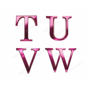 3d Pink Metal Letters Alphabet PNG Bundle. 3d Letters Decorative ...