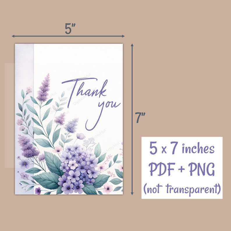 Floral Thank You Card Printable. Watercolor Thank You Note. Print at ...