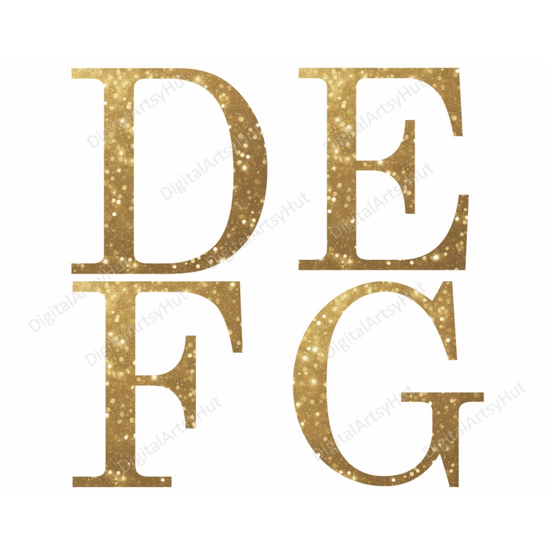Golden Glitter Alphabets Numbers PNG. Gold Clipart Letters. Sublimation ...