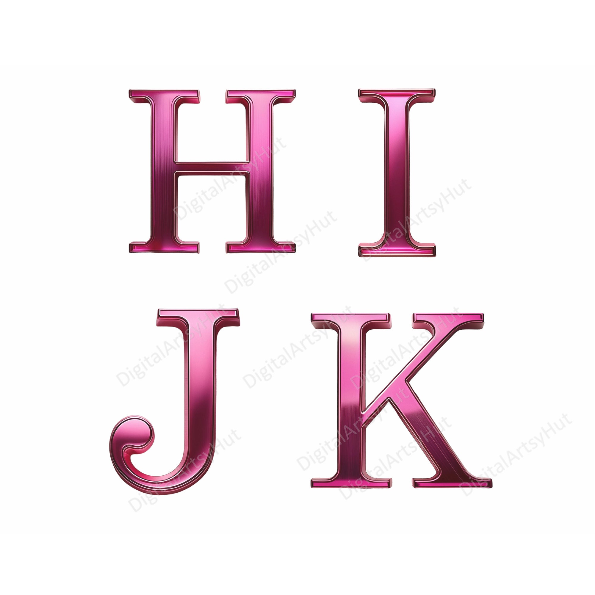 3D Pink Metal Alphabet Letters PNG Bundle (digital Download) - Etsy