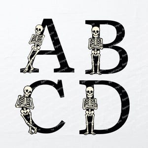 Skeleton Halloween Banner Letters: A-Z PNG Alphabet (digital Download ...