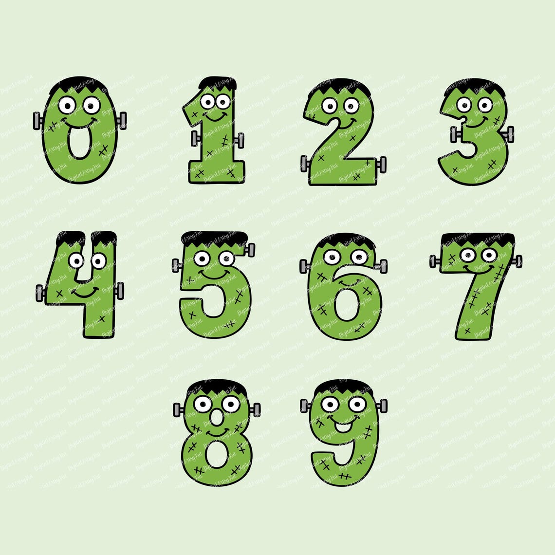 Frankenstein Bulletin Board Number Set 0-9 PNG: Halloween Classroom ...