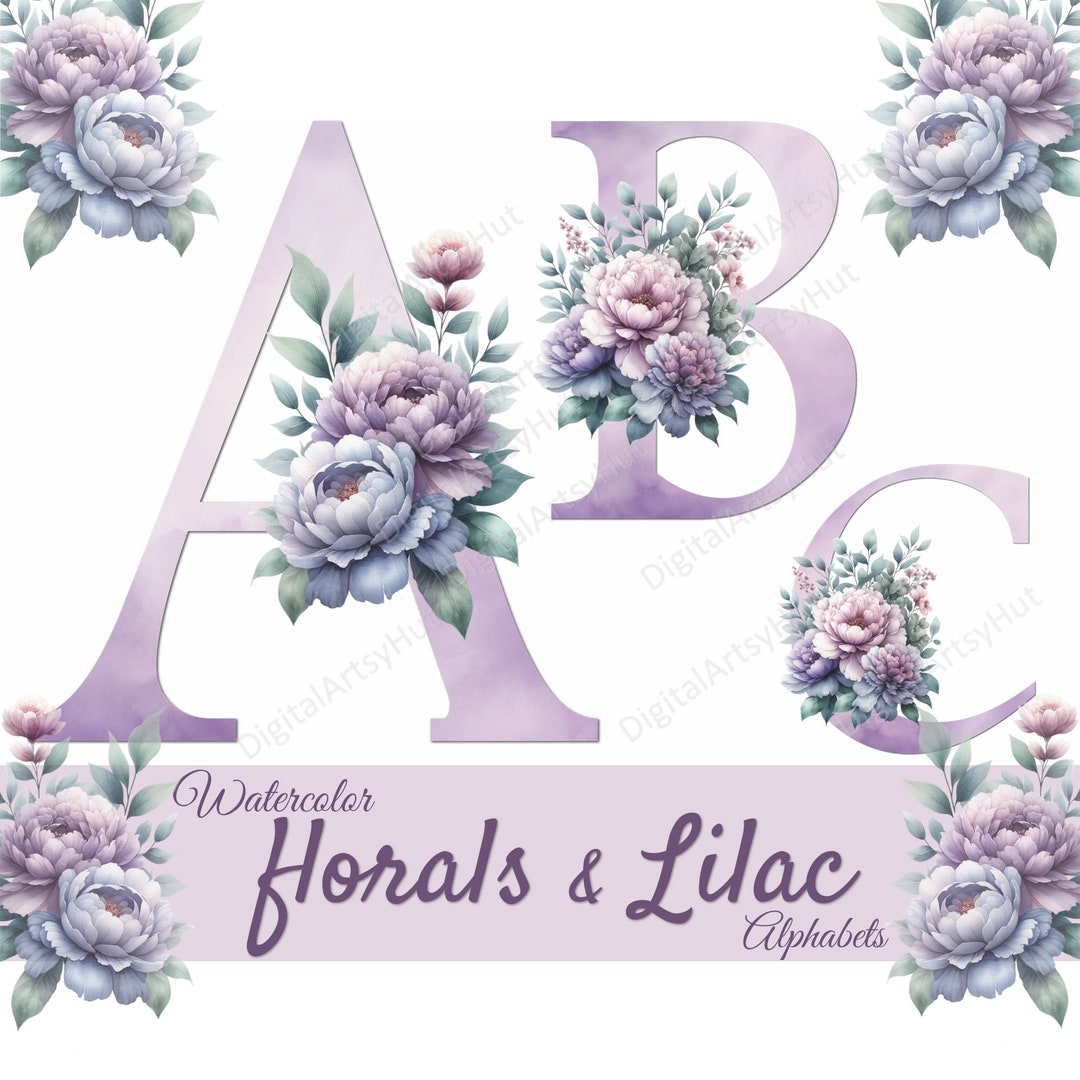 Watercolor Alphabet Letters Bundle Floral Letters Decorative Letters ...