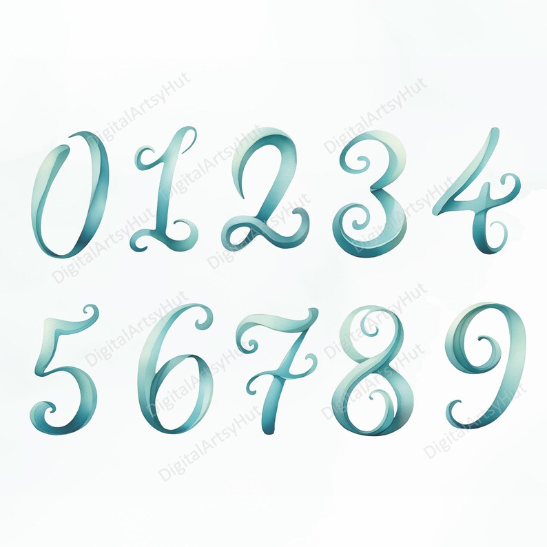 Watercolor Alphabets Clipart Letters & Numbers. Wedding Monograms ...