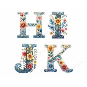 Floral Alphabet PNG Bundle. Watercolor Floral Letters Decorative ...